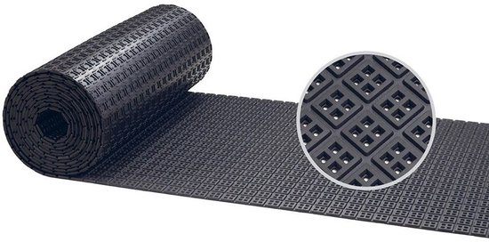 Rubber loper / rubbermat op rol - vierkant motief - 10 mm - 200 cm ...