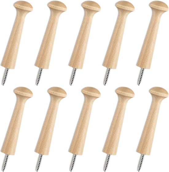 Houten Shaker Peg Haken 74 cm - Set van 10 - Schroefbare Hout Haak ...