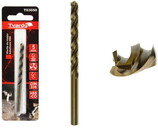 Tvardy HSS Cobalt Boor - 3 Groeven - 5 mm - Warmtebestendig | bol