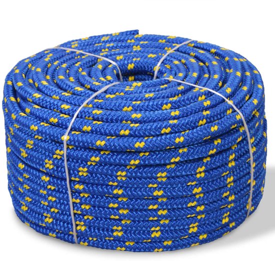 vidaXL Boot touw 16 mm 250m - Blauw Polypropyleen Boottouw - Polyester ...