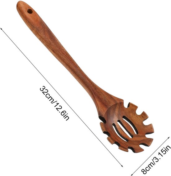 Wooden Pasta Spoon, 12.6 Inches Long Handle Noodle Spoon, Wooden Ladles ...