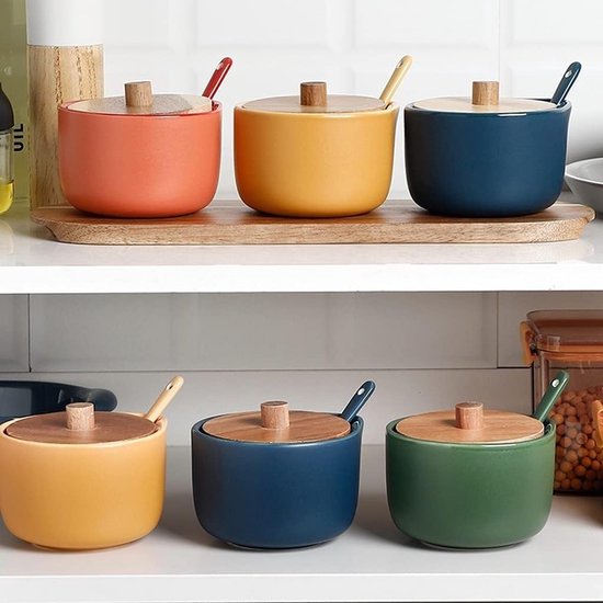 Condiment Can Household Spice Pot Spice Pot Ceramic Sugar Container Set ...