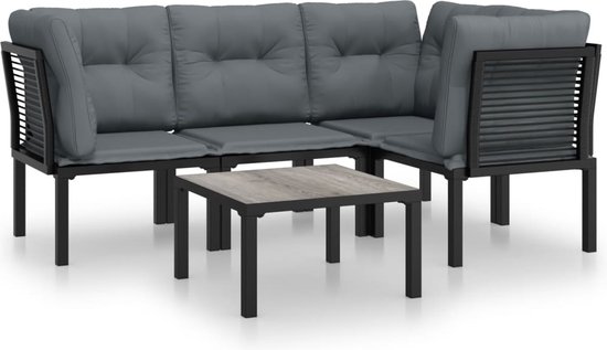vidaXL Loungeset 5-delig - Zwart/Grijs - Poly Rattan | bol