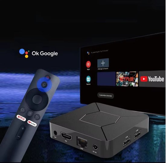 Android TV Box 4K Chromecast Streaming Box met WiFi Bluetooth Incl ...