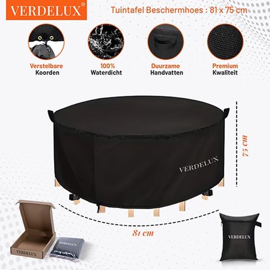 Verdelux - Tuinmeubelhoes | Tafelhoes 81 x 75 cm Rond Zwart | bol