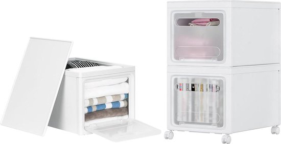 Opbergdozen Wit - Stapelbaar - Organizer - 3 stuks - 30 x 40 x 25 cm ...