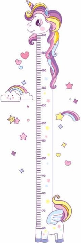 Groeimeter Sticker Eenhoorn | Meetlat tot 170 cm | Pastelkleurige ...
