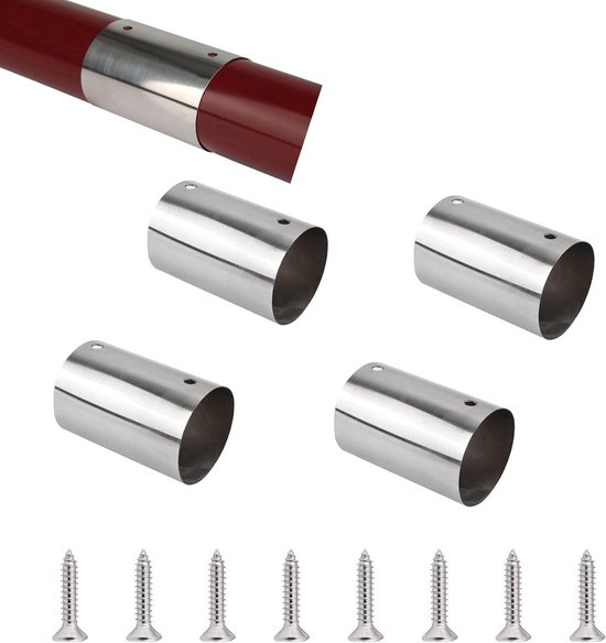 Ronde Leuning Pijp Connectors - 4 Stuks - RVS - Geschikt voor 45 mm ...