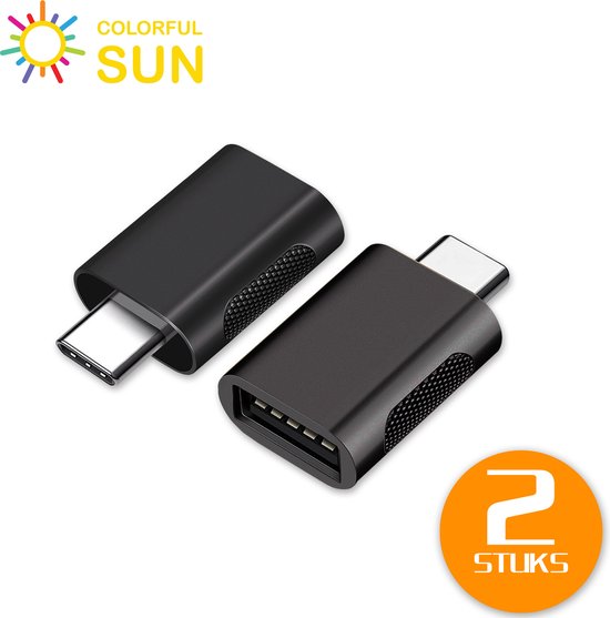 Colorful Sun® USB-C naar USB-A adapter - 2 stuks - USB C to USB A - USB ...