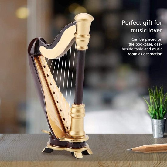 4 inch miniature harp model with gift box for home desk shelf music ...