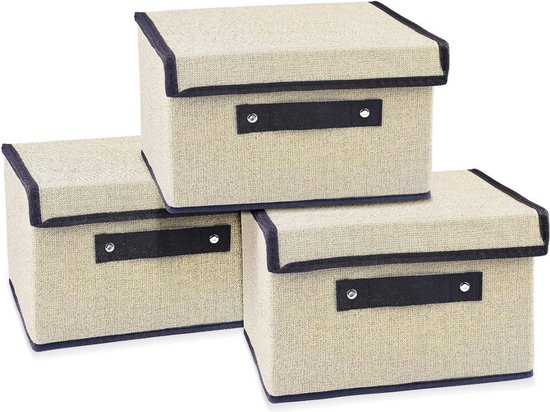 3-delige opbergdozen - opvouwbaar - 3 stuks - wit - 25 x 19 x 16 cm | bol