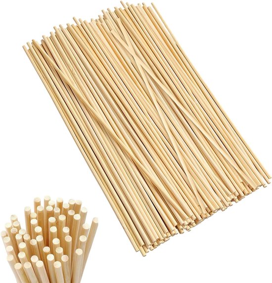 200 stuks 300 mm x 3 mm houten suikerspin-staafjes | bol