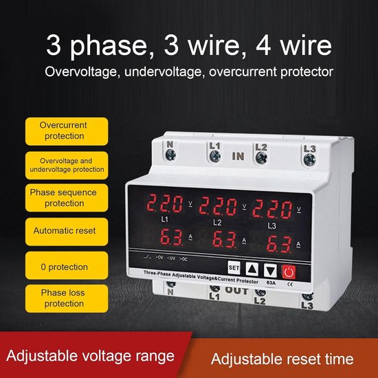 3 Phase Undervoltage and Overcurrent Protection Relay for DIN Rails ...