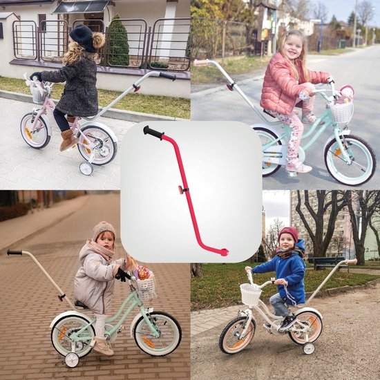 Sun Baby Duwstang voor kinderfiets - Donkerroze, met reflector ...