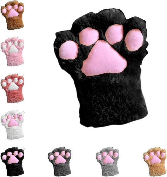 Vrouwen Meisjes Leuke Kat Poot Faux Fur Pluche Handschoen voor Cosplay ...
