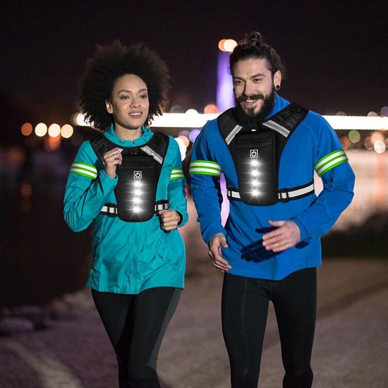 Running Phone Holder Vest - USB Oplaadbare LED Looplichten ...