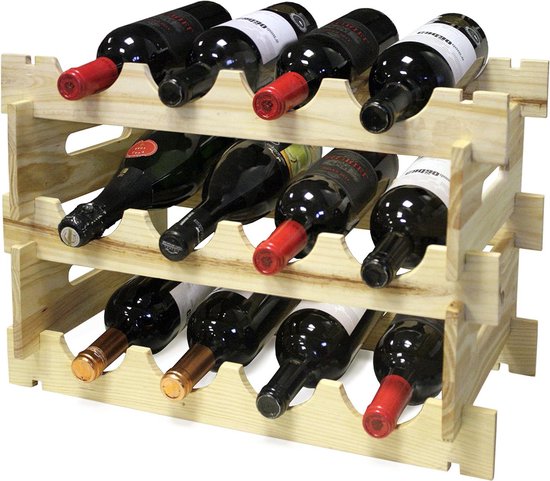 Houten flessenrek voor 12 flessen - Modulair ontwerp - Ideaal voor ...