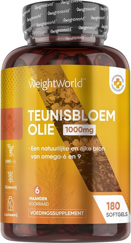 WeightWorld Teunisbloemolie capsules - 180 softgels voor 6 maanden ...