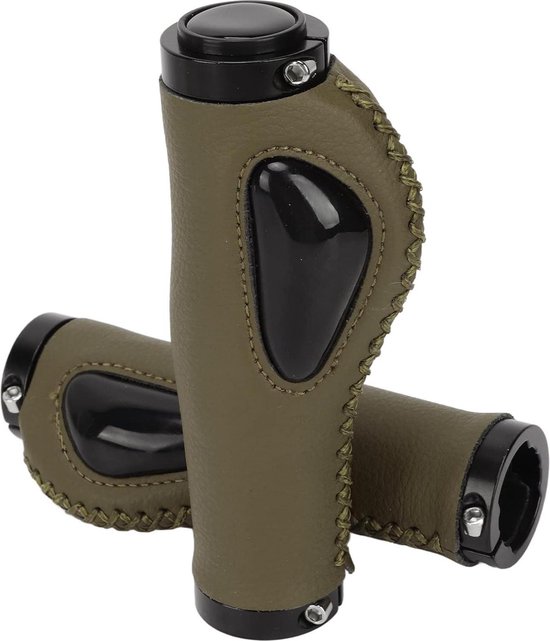 Leren fietsgrepen lederen stuurhoes met siliconen polskussen ...