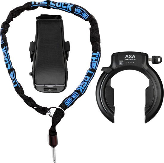 AXA Imenso Large Ringslot + The Lock HS-120 Insteekketting + AXA Zadeltas – ART 2 |... | bol