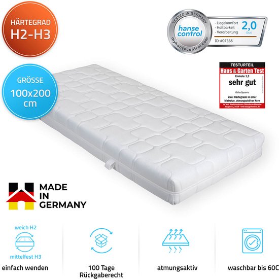 HOME DELUXE - ORTHO DYNAMIC matras - 100 x 200 cm - zacht & medium ...