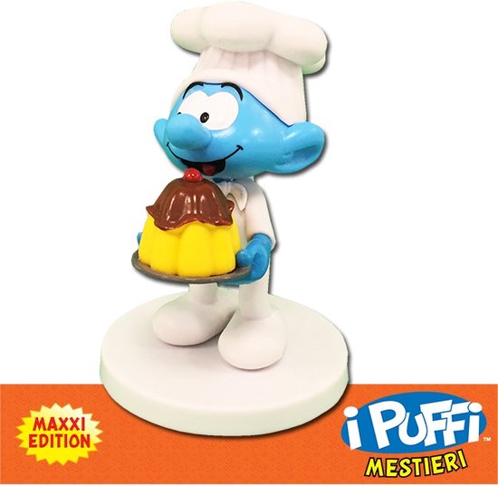 Smulsmurf met taart - De smurfen - Plastic verzamelfiguurtje op rondje ...