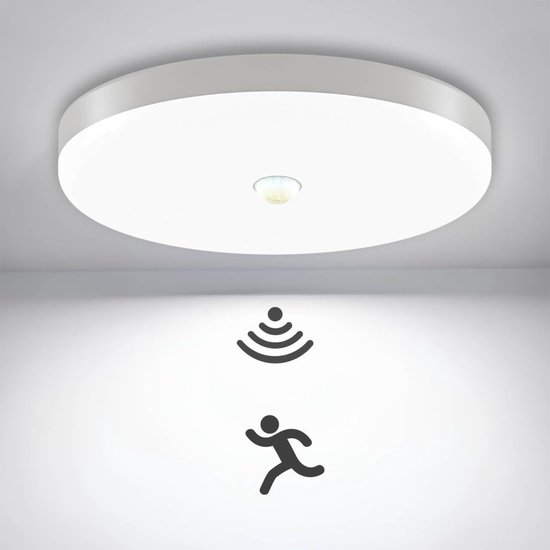 Ronde LED plafondlamp met bewegingssensor 18W 6000K Cold White - Voor ...