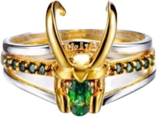 Groene Kristal Loki Helm Ring - 3-in-1 Stapelringen Fanartikel Marvel ...