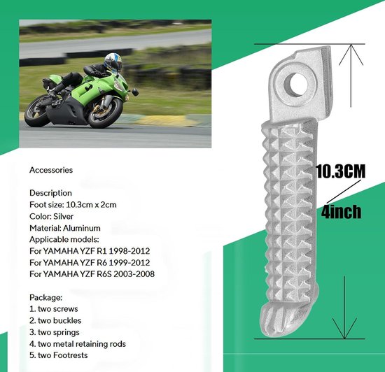 Motorpedaal aluminium voetsteun voor Yamaha R1 R6 MT09 MT07 R3 R15 R25 FZ1 FZ6 YZF600... | bol