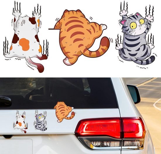 Grappige 3D Cartoon Dierlijke Kat Kitten Sticker - Waterdichte PVC Kat Sticker voor... | bol