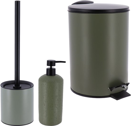 Tendance Badkamer accessoires set - 3-delig - Urban Stone - groen ...