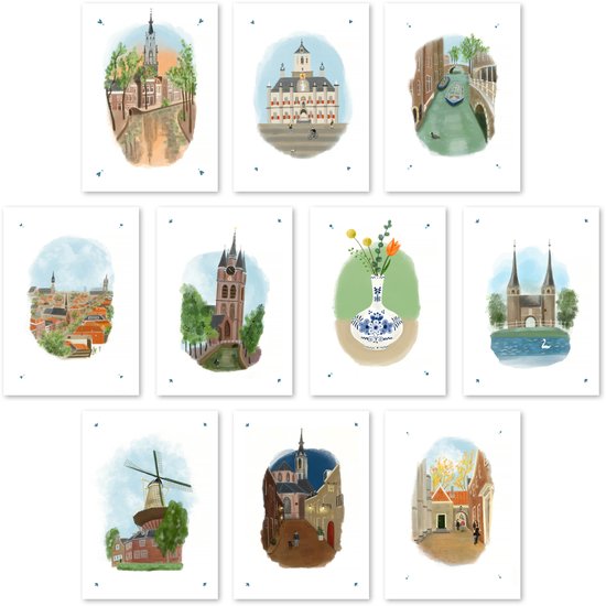 Studio-Mouche - kaarten - wenskaarten - ansichtkaarten - kaartjes - Delft - stad - set... | bol