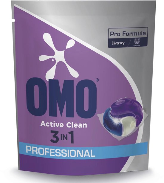 Omo Professional Pro Formula Active Clean 3 in 1 wasmiddel, pak van 80 ...