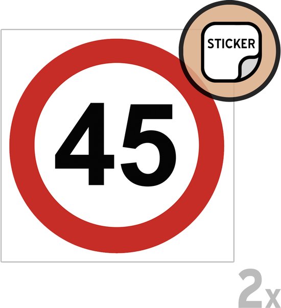 Pictogram/ stickers (2x) | Maximaal 45 km/u | 15 x 15 cm | Auto zonder ...
