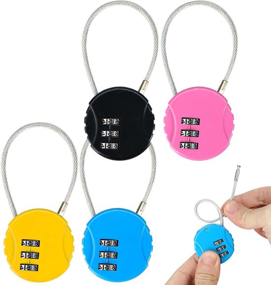 4-Pack Combination Locks - 3-Digit Small Suitcase Locks with Number ...