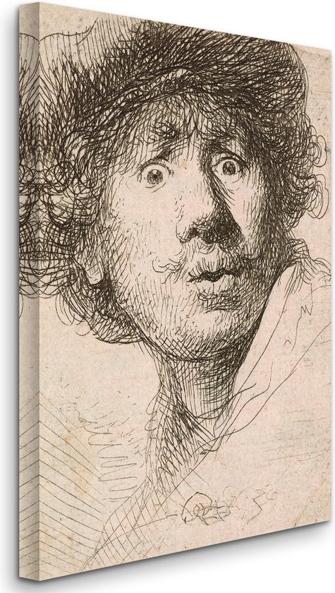 Rembrandt - Self-portrait (etching) - Zelfportret (ets) (1630) - 3:2 | bol