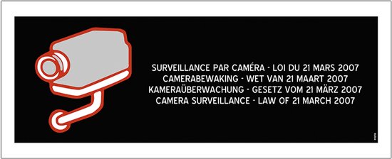 Pictogram/ bord | Camerabewaking Wetgeving maart 2007 | 40 x 15 cm | 4 ...