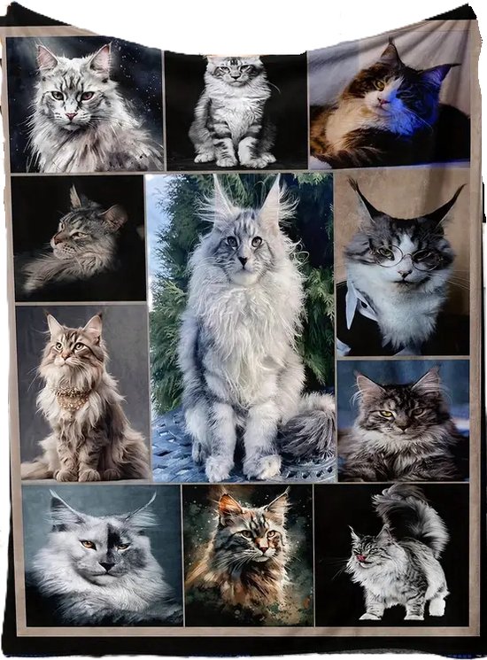 Fleece deken - Main Coon - katten - flanel - plaid - 150 x 130 cm | bol