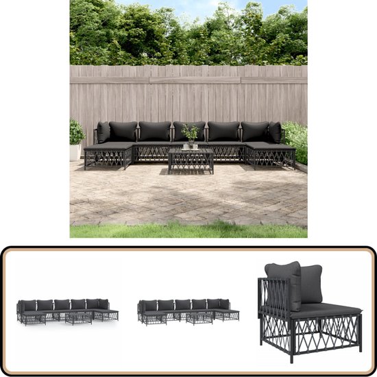 vidaXL Loungeset 8-delig - Staal - Antraciet Loungeset - Tuinset ...
