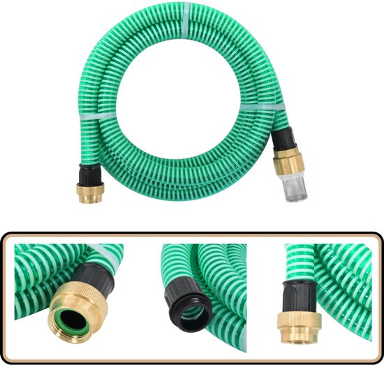 vidaXL Zuigslang met messing koppelingen 15 m groen Tuin Slang ...