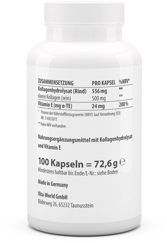 Vitaworld collageen 500mg plus vitamine E 100 capsules | bol