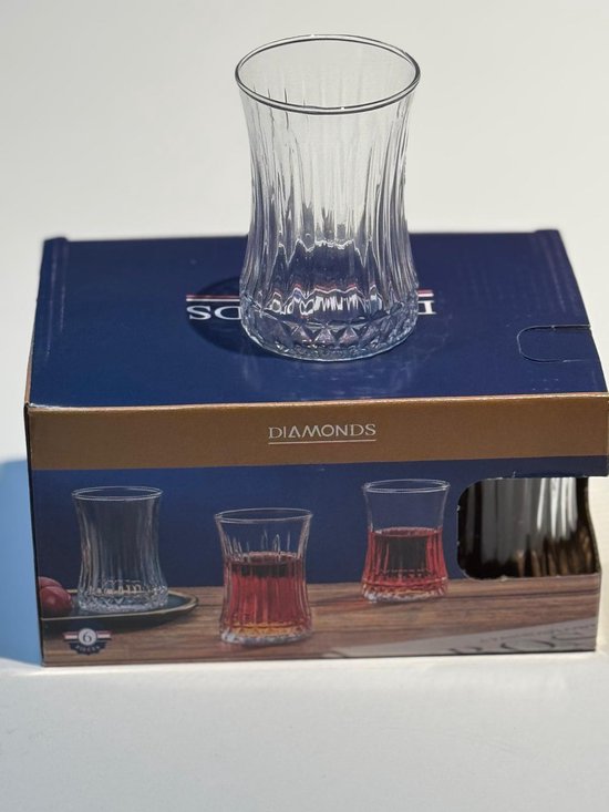 Diamonds Favor – Turkse Theeglazen/Çay Bardak – Set van 6 – 155ml | bol
