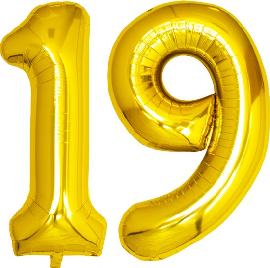 Folie Ballon Cijfer 19 Jaar Goud Verjaardag Versiering Helium Cijfer ...
