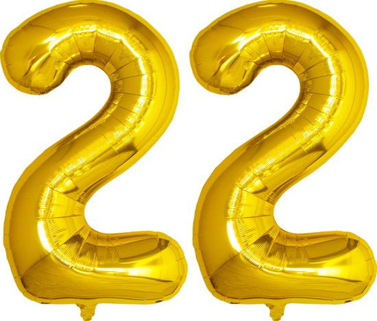 Folie Ballon Cijfer 22 Jaar Goud Verjaardag Versiering Helium Cijfer ...