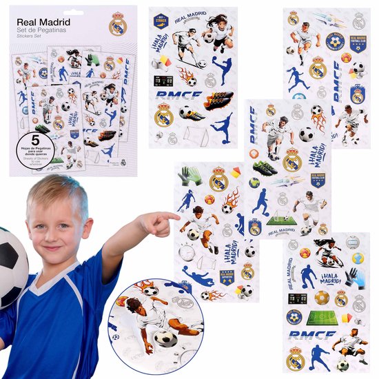 Real Madrid Stickers - Kleurrijke Voetbal Stickers met Logo - 5 Vellen ...