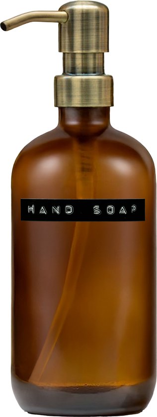 MAESON Glazen Zeepdispenser - 500 ml - Amber - Vrijstaand Zeeppompje ...
