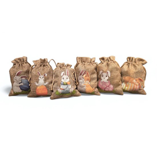 2x Vrolijke Jute Paaszakjes met Paaseitjes | Paaschocolade verpakt ...