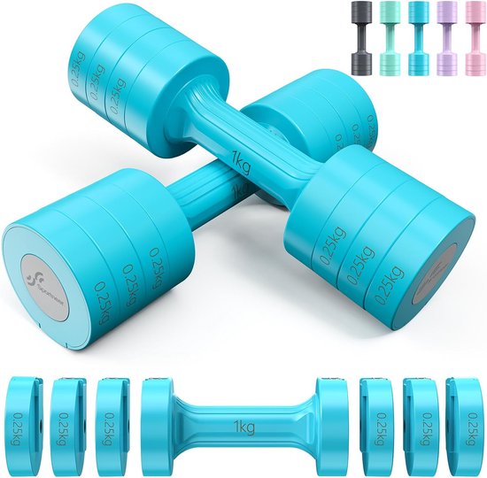 Verstelbare Dumbbellset voor Dames - 4-in-1 Halters, Gewicht tot 2,5 kg ...
