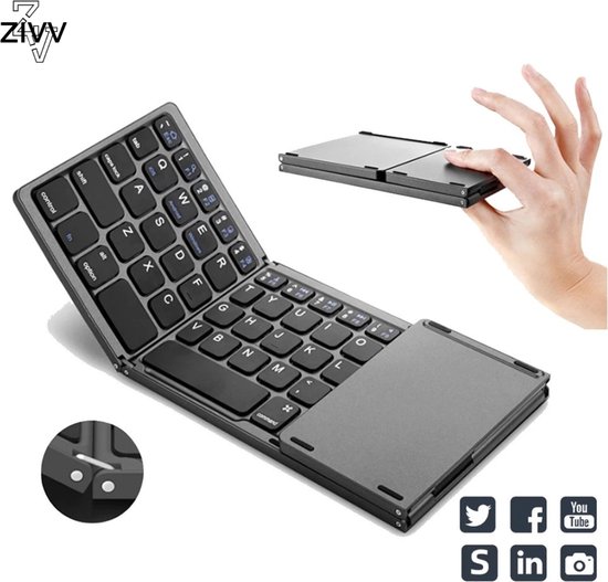 Zivv Draadloos toetsenbord Met Touchpad - Opvouwbaar, Compact & Compatibel Met... | bol