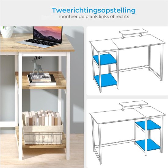 Computer Bureau Met Monitor Stand - 100cm Home Office - Omkeerbare ...